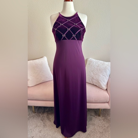 Betsy & Adam | Dresses | Betsy Adam Maxi Dress Burgundy Velvet Chiffon ...